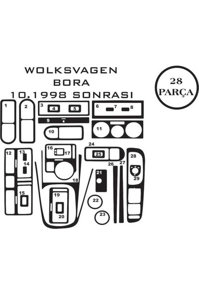 Carat Konsol Maun Kaplama Volkswagen Bora 99-05 28 Parça Carat Konsol Maun Kaplama Volkswagen Bora 99-05 28 Parça