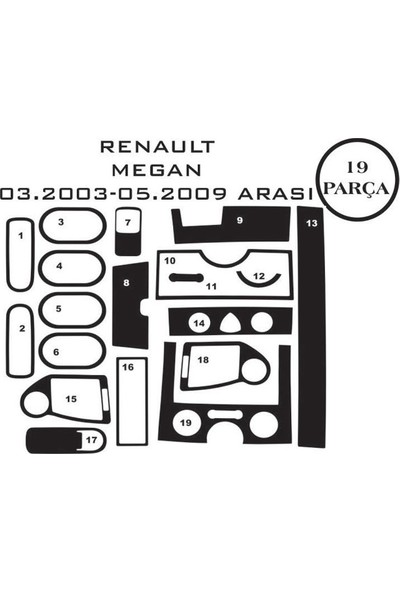 Carat Konsol Maun Kaplama Renault Megane 2 03-08 18 Parça Carat Konsol Maun Kaplama Renault Megane 2 03-08 18 Parça