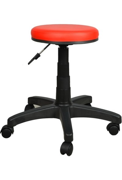 Ofis City Amortisörlü Tabure Pistonlu Tabure Ayarlanabilir Kırmızı
