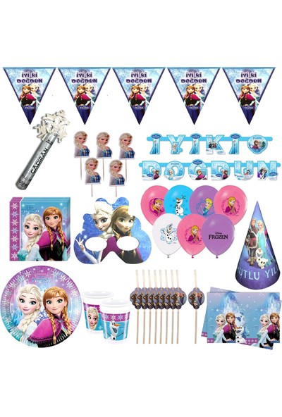 Balonpark 8 kişilik Lüks Elsa Parti Konsepti Malzemeleri Paketi Frozen