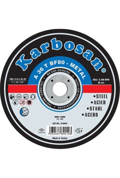 Karbosan 230X3.0 Kesme Taşı (Metal)