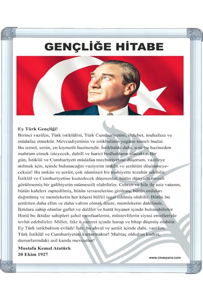 Abc 50X70 Cm Alüminyum Çerçeve Atatürk'Ün Gençliğe Hitabesi