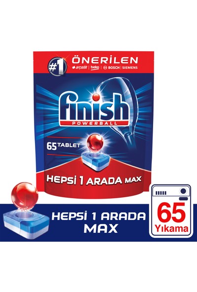 Finish Hepsi Bir Arada Bulaşık Makinesi Deterjanı Tableti 65 Yıkama Finish Hepsi Bir Arada Bulaşık Makinesi Deterjanı Tableti 65 Yıkama