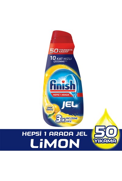 Finish Hepsi Bir Arada Konsantre Jel 1000 ml Limon Bulaşık Makinesi Deterjanı Finish Hepsi Bir Arada Konsantre Jel 1000 ml Limon Bulaşık Makinesi Deterjanı