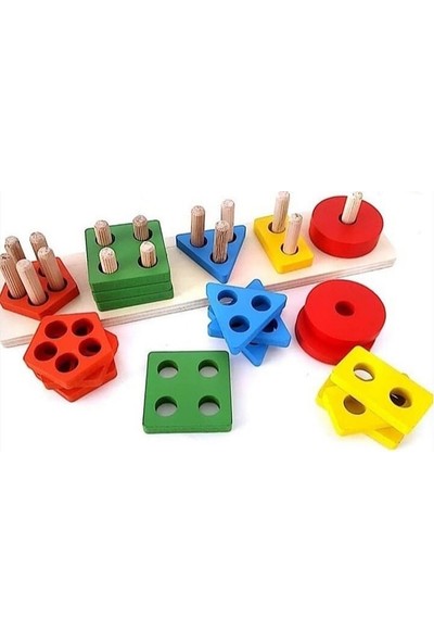 Wood Toys Ahşap Geometrik Şekiller 5'li Vidalama Bultak
