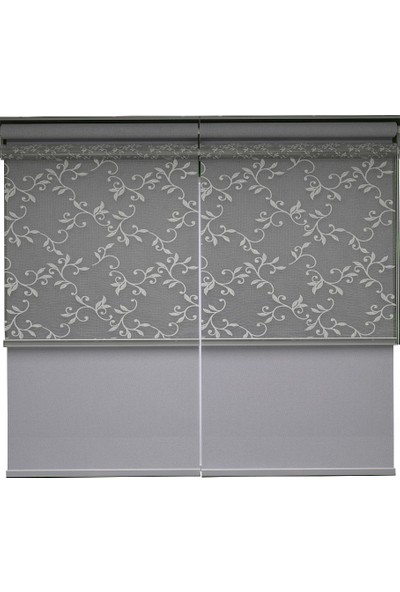 Perdejim Çift Mekanizmalı Dantelli Kardelen Çiçek Desenli Tül Stor Perde (Sınırsız Ölçü)