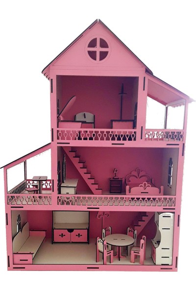 Ahşap Toys Mini Mobilya Setli Ahşap Bebek Evi Ahşap Toys Mini Mobilya Setli Ahşap Bebek Evi