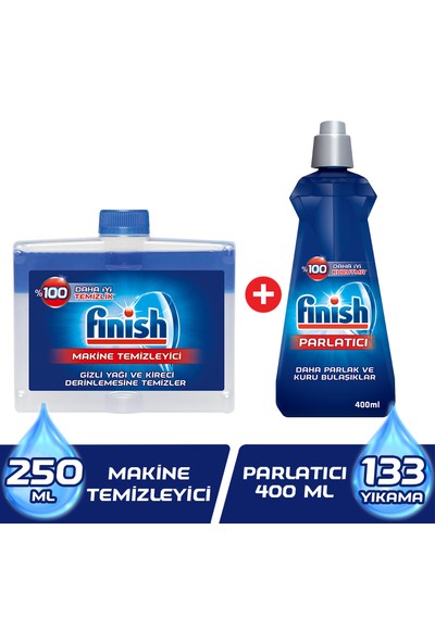 Finish Bulaşık Makinesi Temizleyici Sıvı 250 ml + Finish Parlatıcı 400 ml
