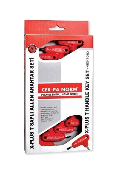 Cer-pa X-Plus T Saplı Alyan Anahtar Takımı 5 Pcs.