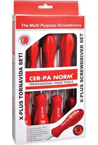 Cer-pa X-Plus Yıldız-Düz Tornavida Takımı 7 Pcs.