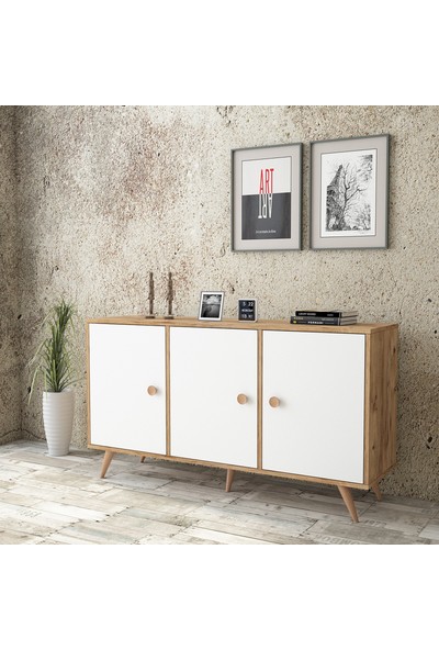 Yurudesign Vilamo Konsol Ahşap Ayak 3 Kapak Çam-Beyaz-Kayın VL12-211 Yurudesign Vilamo Konsol Ahşap Ayak 3 Kapak Çam-Beyaz-Kayın VL12-211