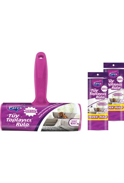 Parex Mega Tüy Toplayıcı Rulo 60 Lı 2' li Yedek Rulo