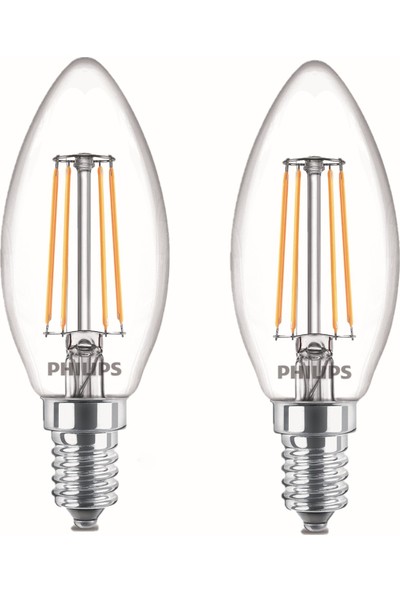 Philips LED Classic 40W B35 E14 Non-Dim 2700K 2'li Ekopaket Led Filament Ampul Philips LED Classic 40W B35 E14 Non-Dim 2700K 2'li Ekopaket Led Filament Ampul