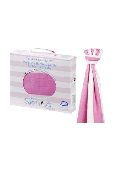 Cuski Çok Amaçlı Müslin Bezi Pembe Cizgili 140X140cm Cuski Çok Amaçlı Müslin Bezi Pembe Cizgili 140X140cm