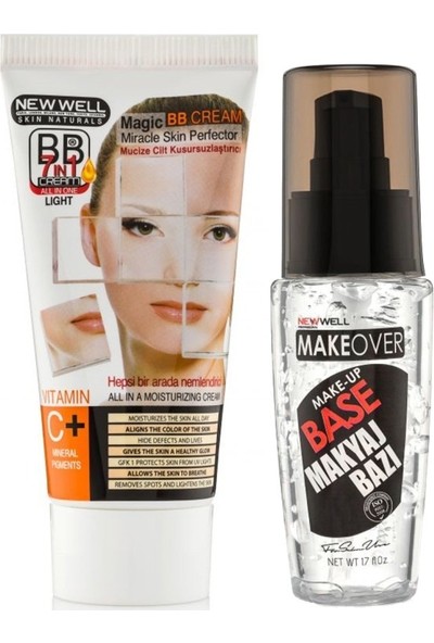 Newwell BB Krem Light 50 ml Açık Ton + Make Over Makyaj Bazı 50 ml Newwell BB Krem Light 50 ml Açık Ton + Make Over Makyaj Bazı 50 ml