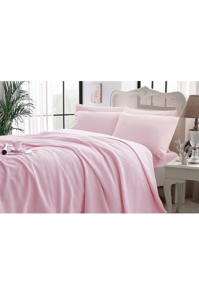 Taç İglo Çift Kişilik Pike Takımı - Pembe