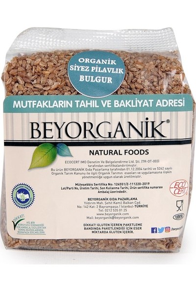 Beyorganik Siyez Pilavlık Bulgur 500 gr Beyorganik Siyez Pilavlık Bulgur 500 gr