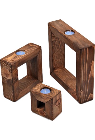 Oyam Hoby Ahşap Kare Mumluk