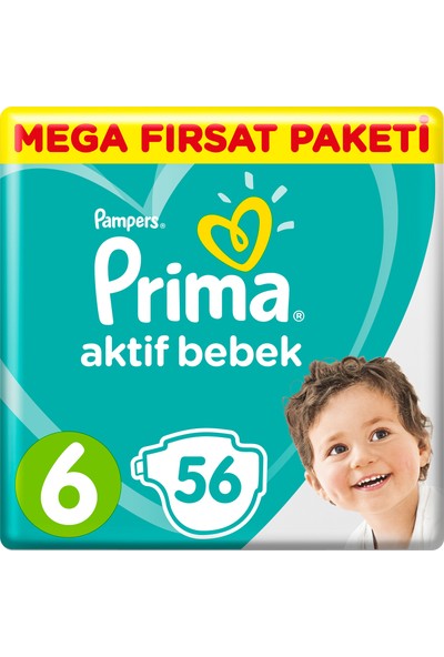 Prima Bebek Bezi Aktif Bebek 6 Beden Ekstra Large Süper Fırsat Paketi 56 Adet Prima Bebek Bezi Aktif Bebek 6 Beden Ekstra Large Süper Fırsat Paketi 56 Adet