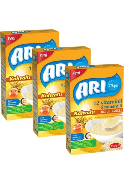 Arı Mama Sütlü Ballı İrmikli Kahvaltı Pirinç Unu 250 gr x 3 Adet