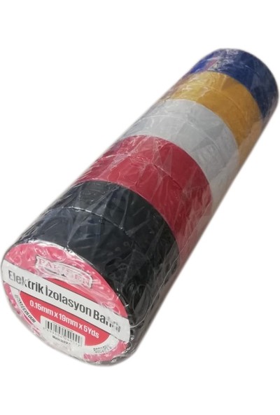 Hanedanev Pvc Elektrik İzolasyon Bandı İzole Bant 10 Adet Renkli 5 Metre