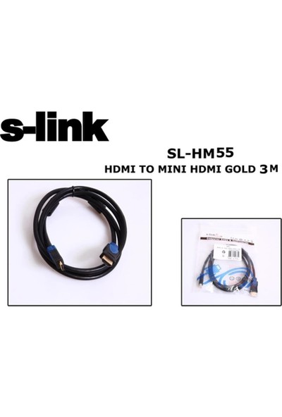 S-Lınk Sl-Hm55 3Mt Mini Hdmı-M To Hdmı-M Gold S-Lınk Sl-Hm55 3Mt Mini Hdmı-M To Hdmı-M Gold