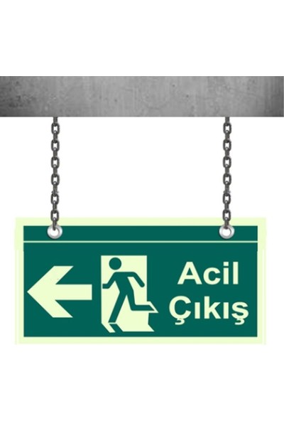 İlkiş Çift Yönlü Acil Çıkış Levhası Fotolümenli Sol Ok 15x30 cm