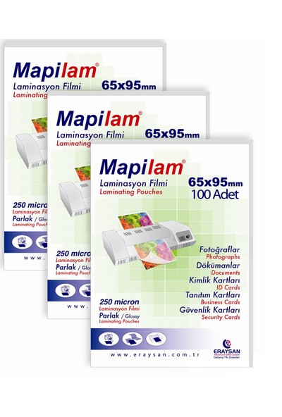 Mapilam 250 Mic Id 65 X 95 Mm Parlak Laminasyon Filmi Mapilam 250 Mic Id 65 X 95 Mm Parlak Laminasyon Filmi