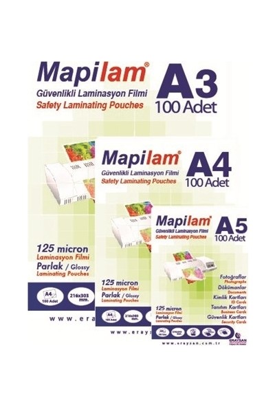 Mapilam 125 Mic A5 Parlak Laminasyon Filmi (1021205) Mapilam 125 Mic A5 Parlak Laminasyon Filmi (1021205)