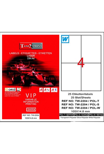 Tanex TW-2204 105x148,5 mm Şeffaf Laser Etiket 25 Ad. Tanex TW-2204 105x148,5 mm Şeffaf Laser Etiket 25 Ad.