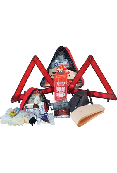 TüvTürk Uyumlu Autokit Üçgen Trafik Seti Bez Çantalı + Karayollarına Uygun İlk Yardım