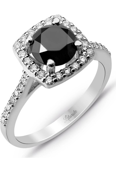 Lilarote 1.60 Ct. Siyah Pırlantalı Tektaş Yüzük