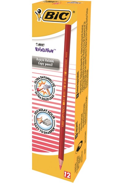 Bic Evolution Kırmızı Kopya Kalemi 12'Li Kutu