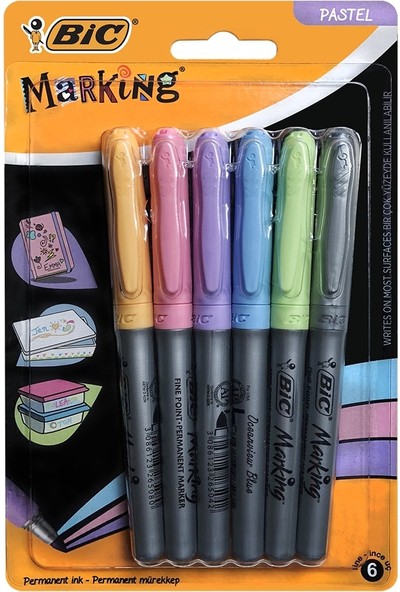 Bic Marking Pastel Permanent Markör Karışık 6'Lı Blister Bic Marking Pastel Permanent Markör Karışık 6'Lı Blister