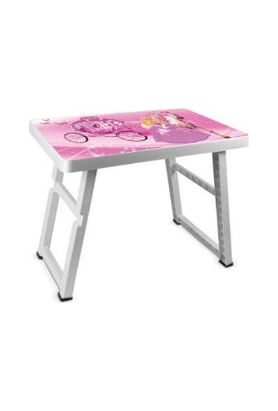 Bursev Desenli Katlanır Pembe Prenses Desenli Çocuk Sehpası 40 x 50cm