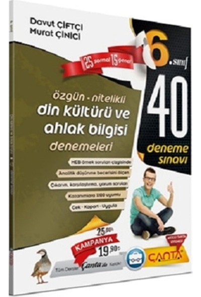 Çanta 6. Sınıf Din Kültürü ve Ahlak Bilgisi 40 Deneme