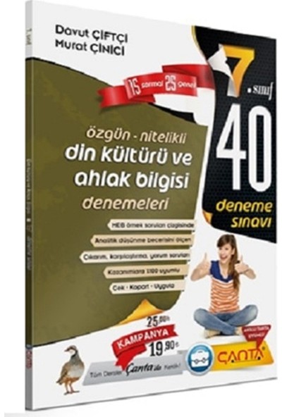 Çanta 7. Sınıf Din Kültürü ve Ahlak Bilgisi 40 Deneme