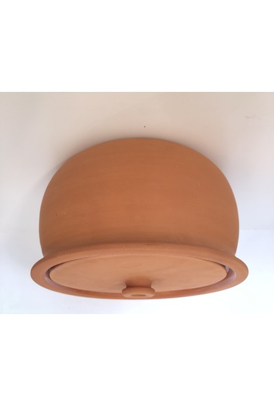 Topsan Doğal Toprak Güveç Tencere Büyük Boy (Şeffaf Sırlı)