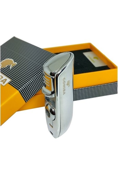 Cohiba 3 Pürmüz Alevli Gümüş Puro Çakmak Cohiba 3 Pürmüz Alevli Gümüş Puro Çakmak