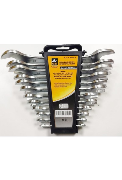Gk Tools Düz 2 Ağız Anahtar Takımı 12'li 6x32 mm