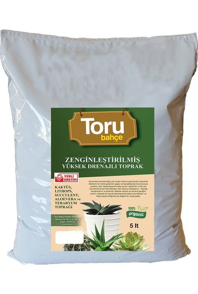 Toru Bahçe Zenginleştirilmiş Yüksek Drenajlı 5 lt Saksı Toprak Lıthops, Succulent, Aloevera Ve Teraryum Toprağı Toru Bahçe Zenginleştirilmiş Yüksek Drenajlı 5 lt Saksı Toprak Lıthops, Succulent, Aloevera Ve Teraryum Toprağı