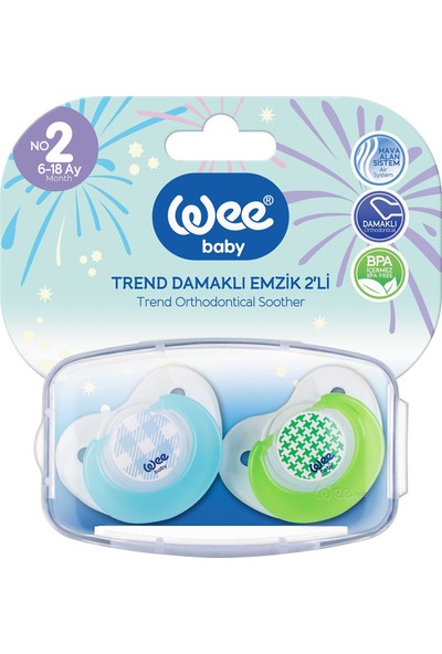 Wee Baby 2'li Trend Silikon Damaklı Emzik 6 - 18 Ay Wee Baby 2'li Trend Silikon Damaklı Emzik 6 - 18 Ay