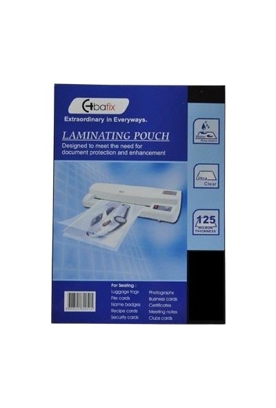 Bafix 303-426 Laminasyon Filmi A3 125 Micron 100 LÜ (1 paket 100 adet) Bafix 303-426 Laminasyon Filmi A3 125 Micron 100 LÜ (1 paket 100 adet)
