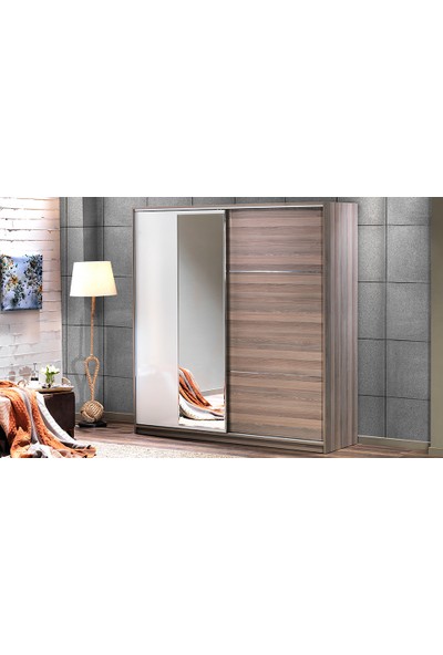 Cadde Yıldız Torino Sürgülü Gardrop 200 - Ceviz Cadde Yıldız Torino Sürgülü Gardrop 200 - Ceviz