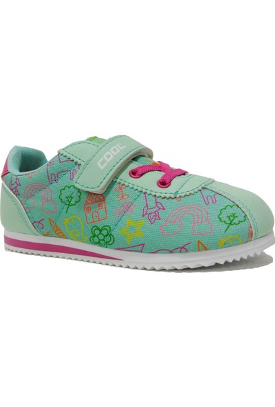 Cool 503 Su Yeşili Resimli Cırtlı Çocuk Spor Ayakkabı