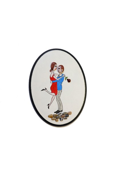 Kimya Hatun Kooperatifi Oval Ahşap Kadın-Erkek Figürlü Pano