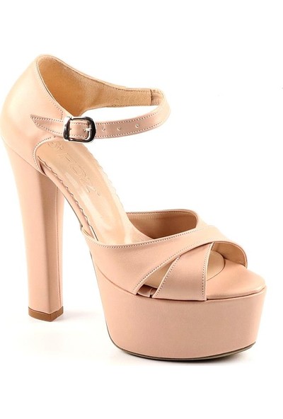 Föz Pudra Yüksek Platform Kadın Topuklu Ayakkabı