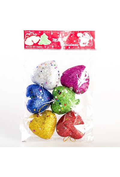 Yılbaşı Süsü Kalp 6'lı