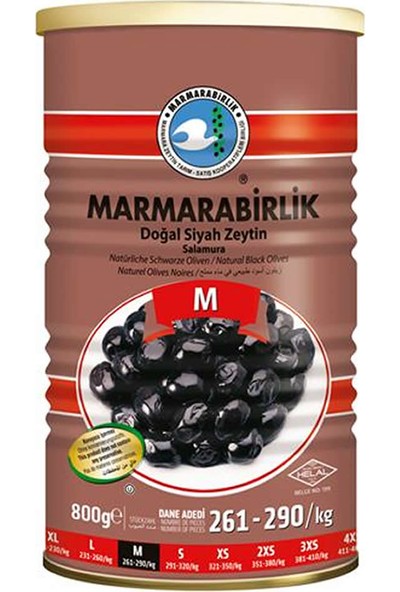 Marmara Birlik Süper Siyah Zeytin (261-290) 800gr