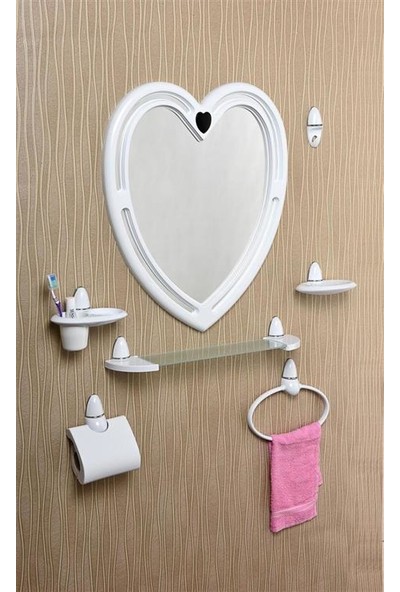 Çelik Ayna Milenyum Kalp Ayna Seti 7'li